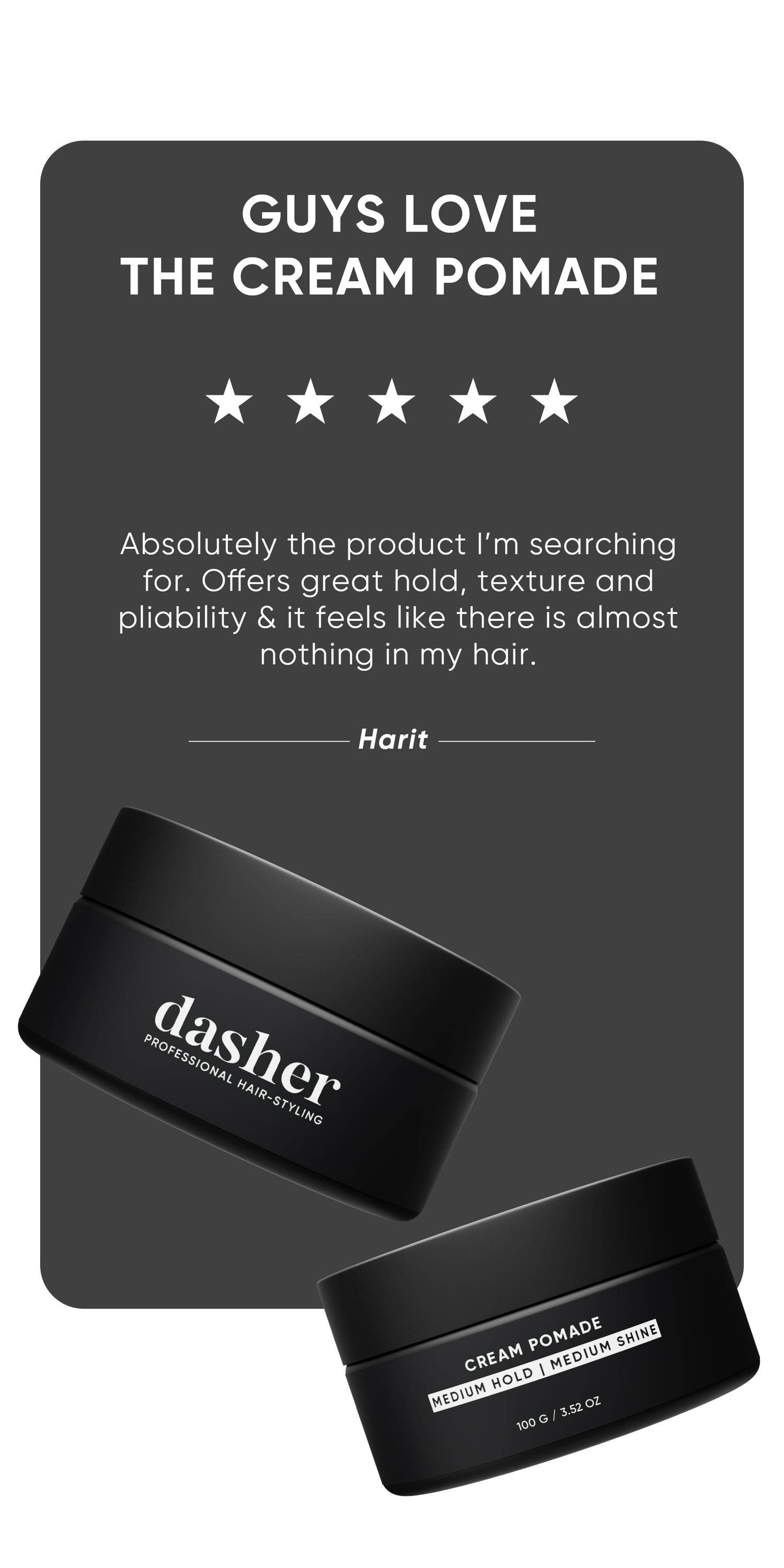 Cream Pomade | Medium Hold - Medium Shine – Dasher